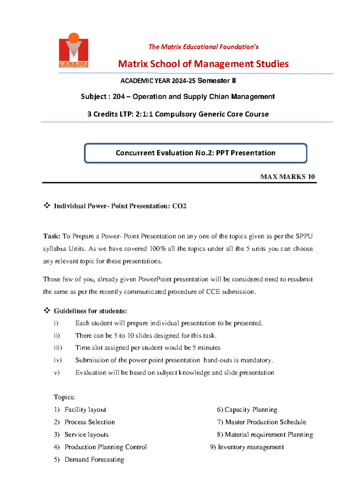 PPT Presentation Guidelines for 204 Operation & Supply Chain Management ...