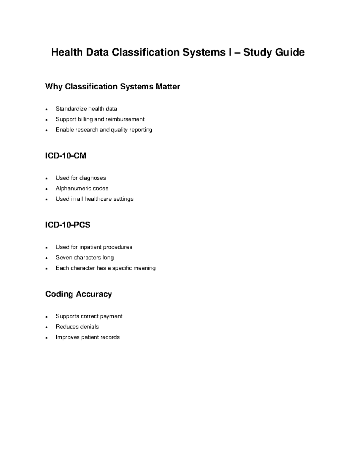 WGU Classification Systems I - Health Data Classification Systems I ...
