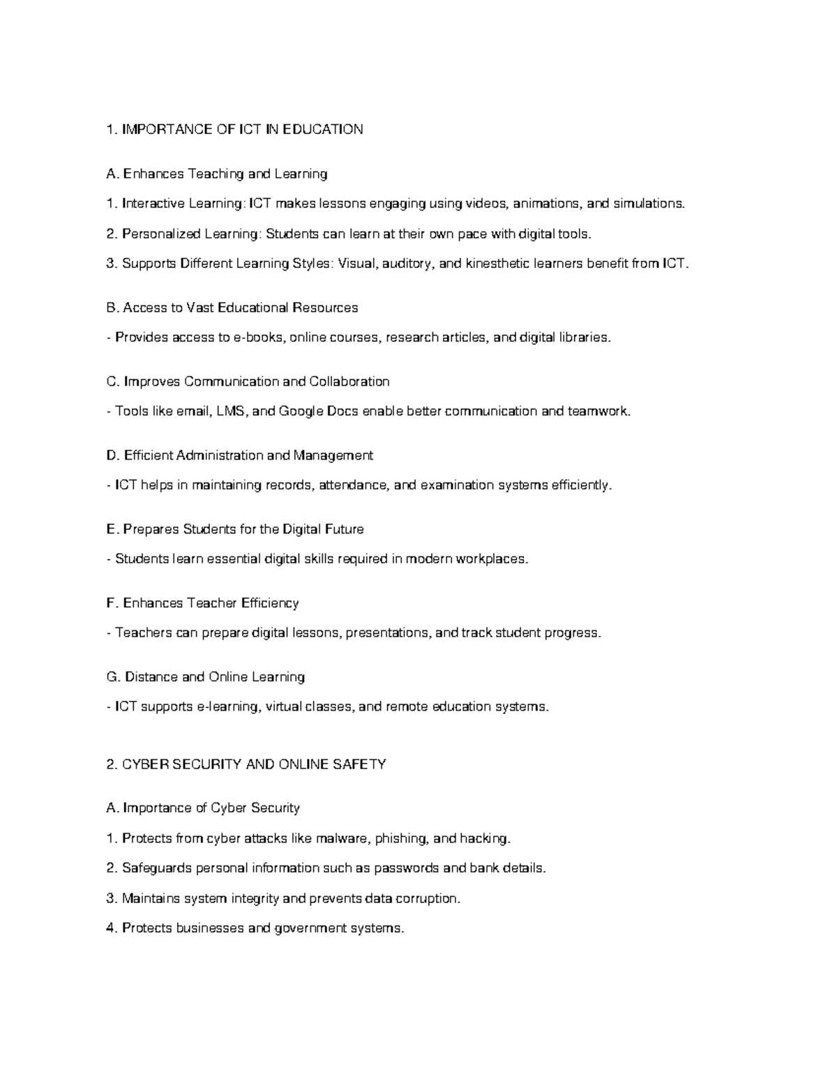 ICT Assignment: Importance of ICT in Education and Cyber Security - Studocu