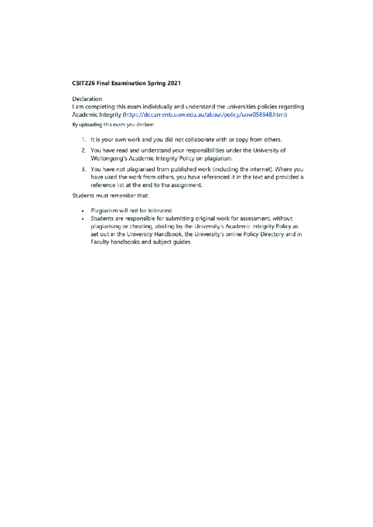 CSIT226 Human Computer Interaction Final Exam 2021 - CSIT226 - UOW - Studocu