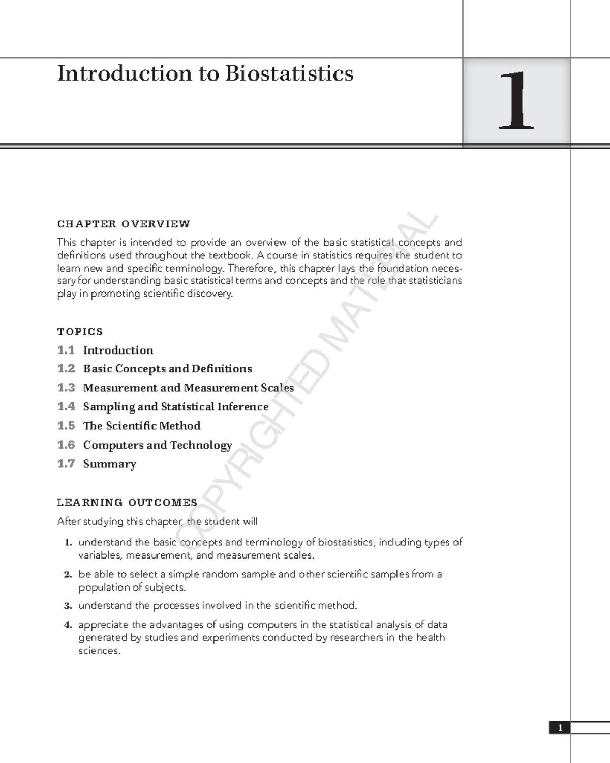 Chapter 1: Introduction to Biostatistics - Key Concepts & Definitions - Studocu