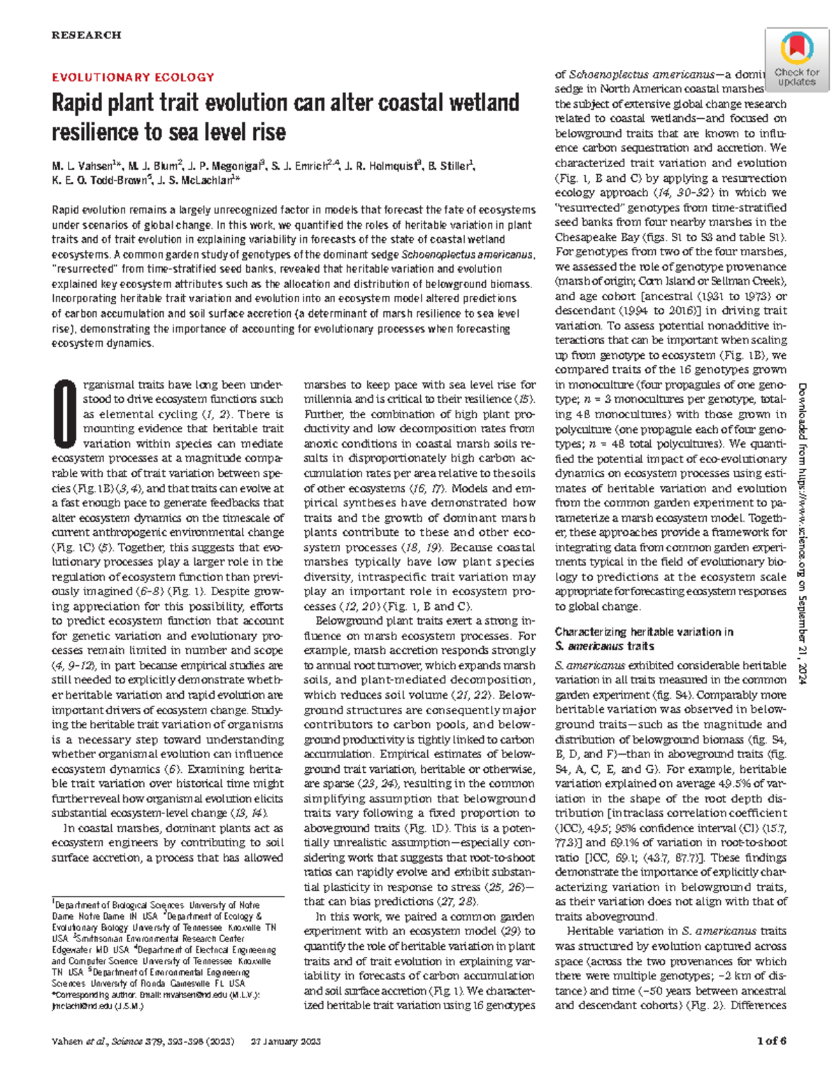 Rapid plant trait evolution - EVOLUTIONARY ECOLOGY Rapid plant trait ...