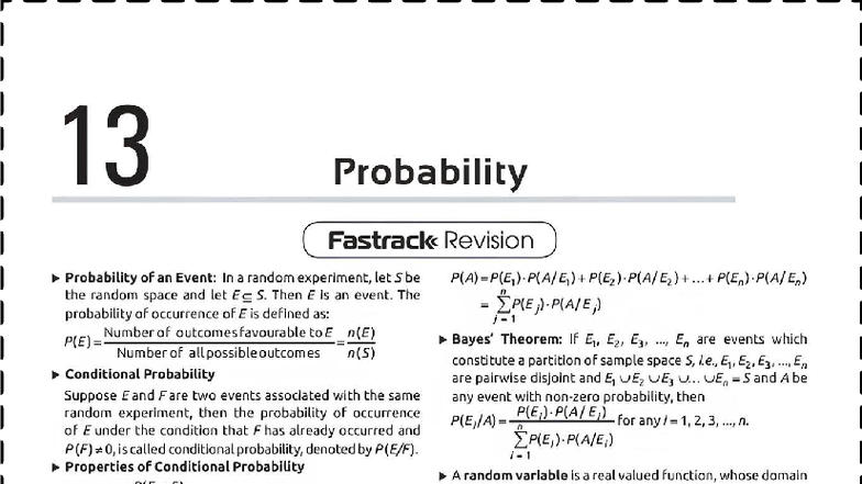 Chapter 13 Probability: Comprehensive Revision Notes - Studocu