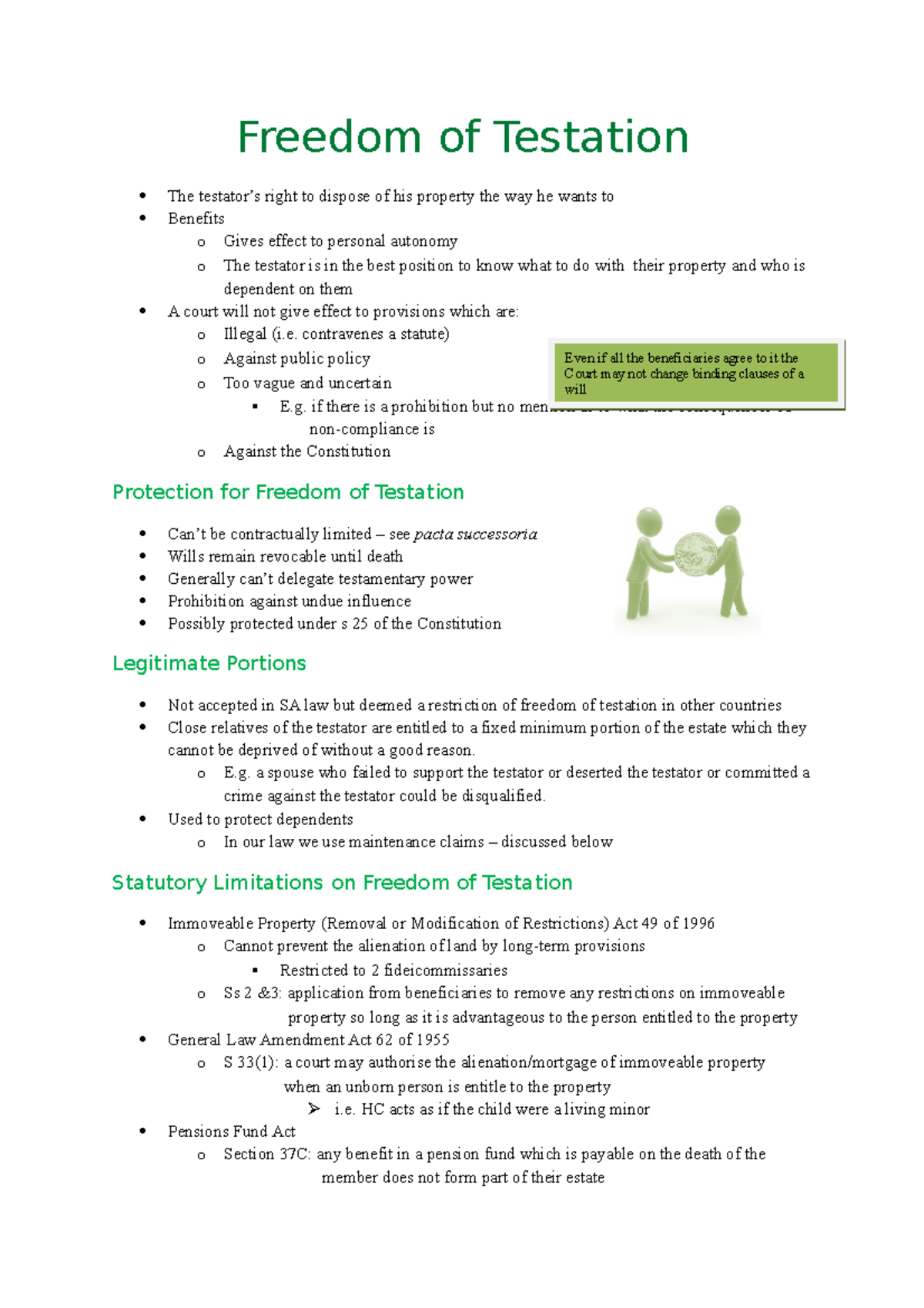 SA Law: An In-Depth Look at Freedom of Testation Principles - Studocu