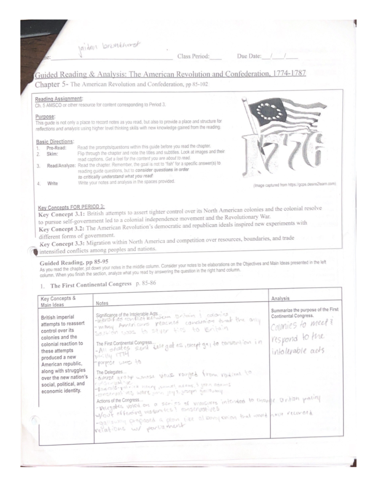 Guided Reading Analysis: The American Revolution & Confederation ...