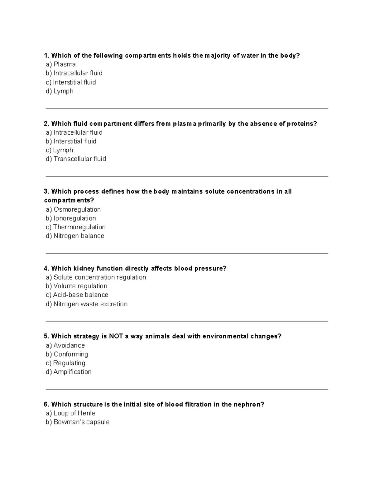 Osmoregulation Questions for Biology 101: Exam Prep - Studocu