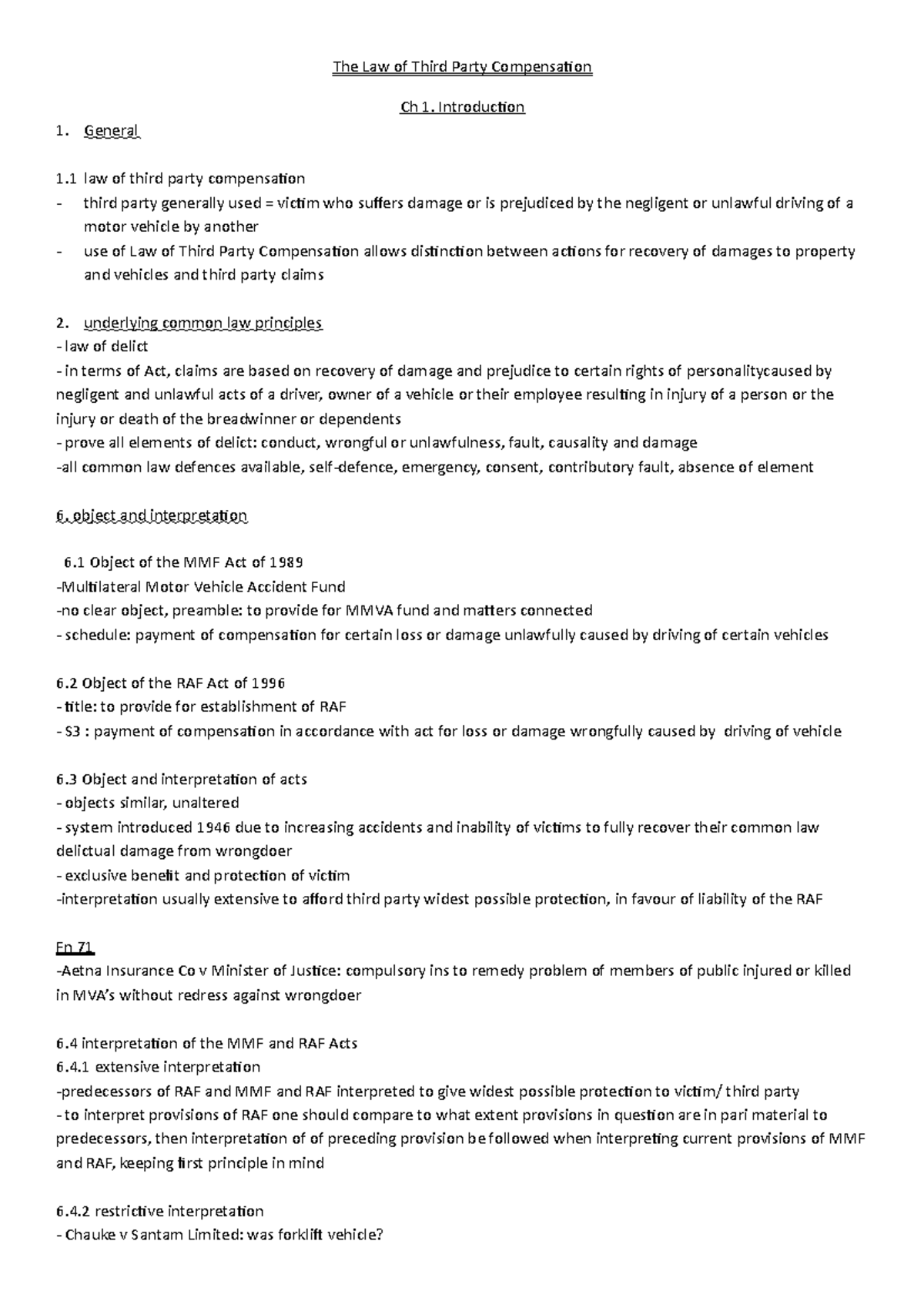 Law of Third Party Compensation: Summary and Key Legal Principles - Studocu