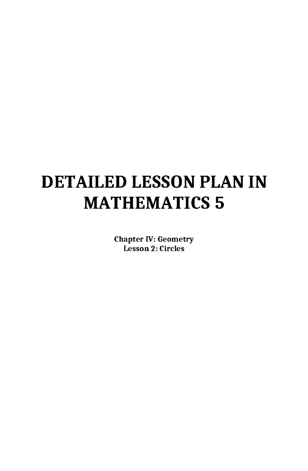DLP- Circles - Detailed Lesson Plan in Mathematics 5 - DETAILED LESSON ...