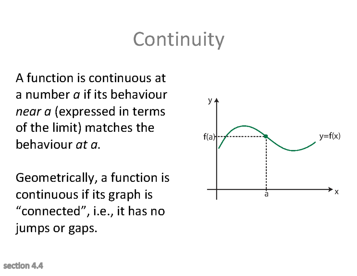 Continuity in Functions: Understanding Limits and Discontinuities - Studocu