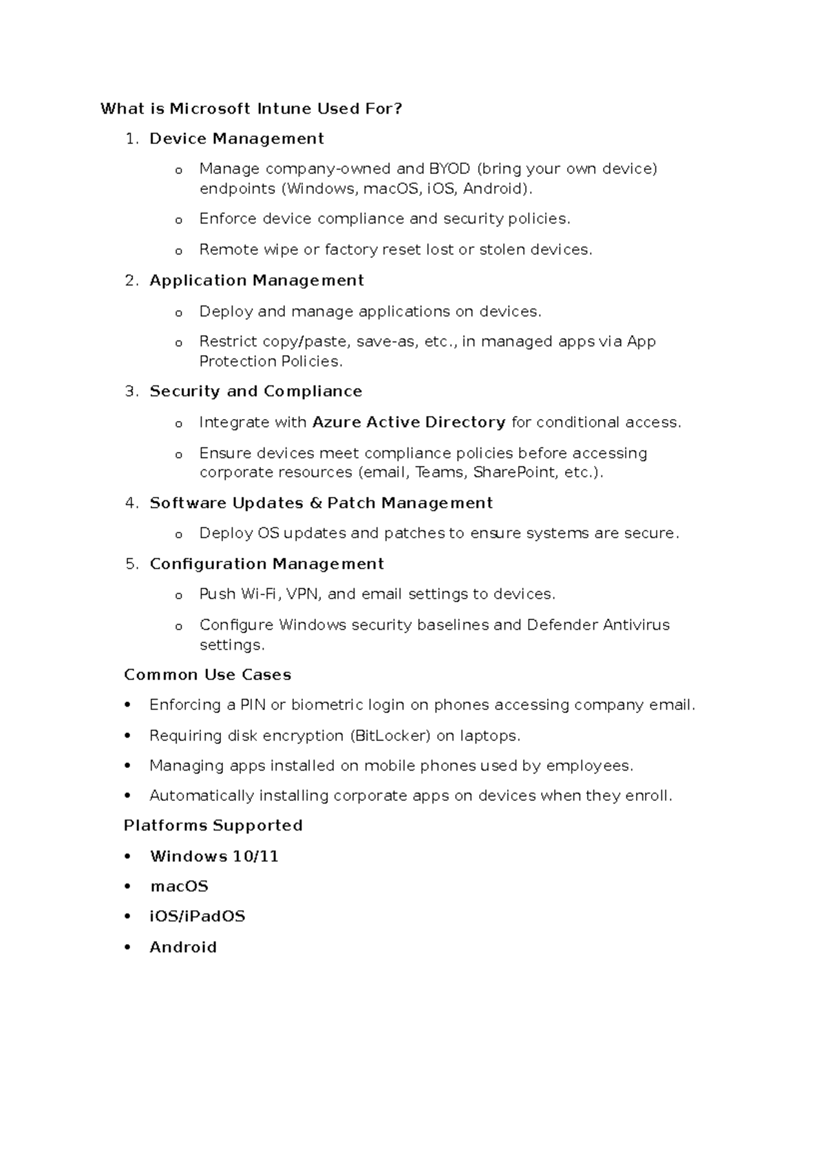Microsoft Intune Overview: Device & Application Management Guide - Studocu