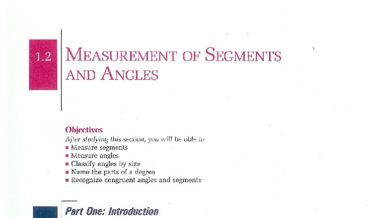 1.2 MEASUREMENT OF SEGMENTS AND ANGLES - Geometry Concepts - Studocu