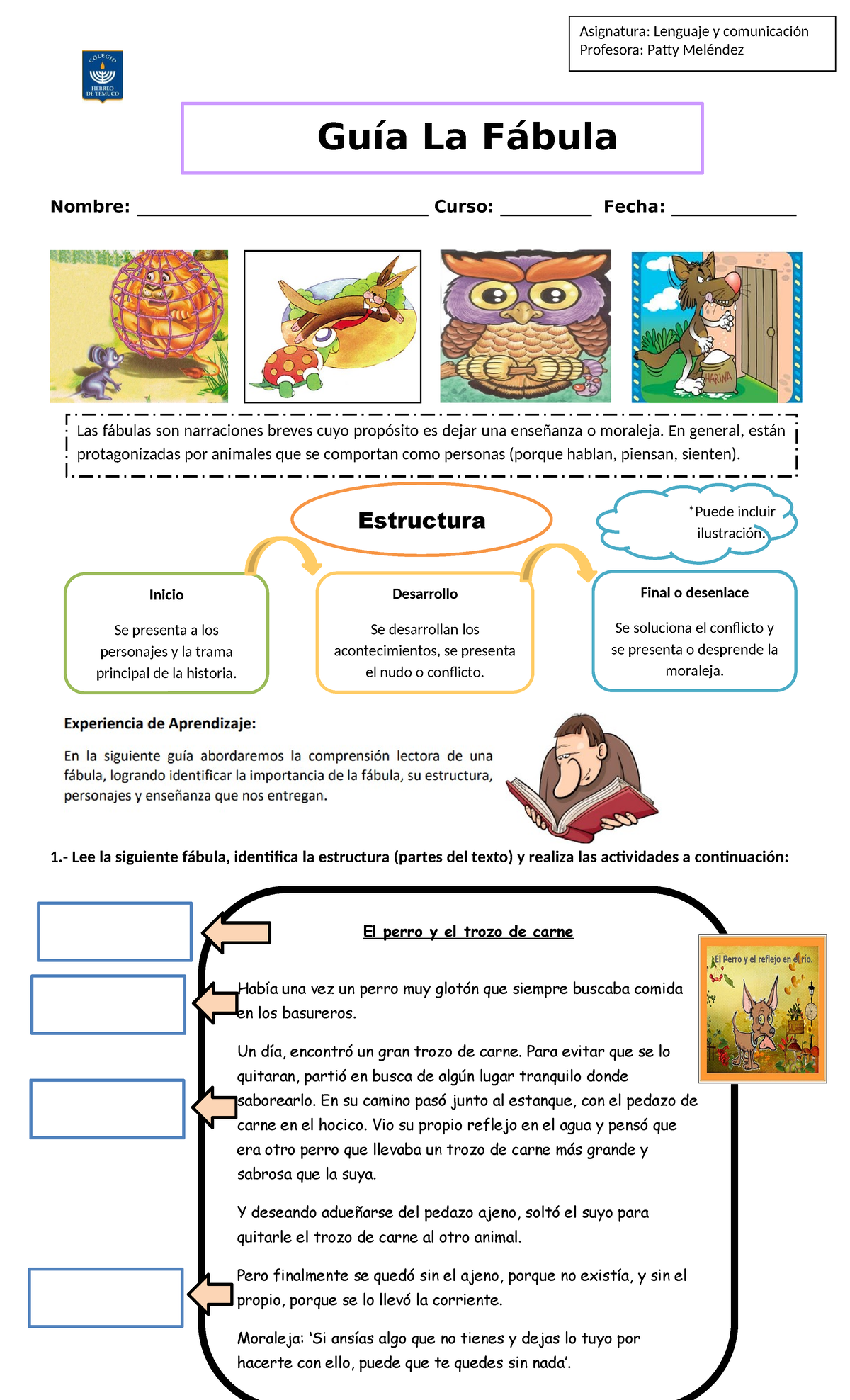 Guía de la Fábula y sus Características - Asignatura Lenguaje y ...