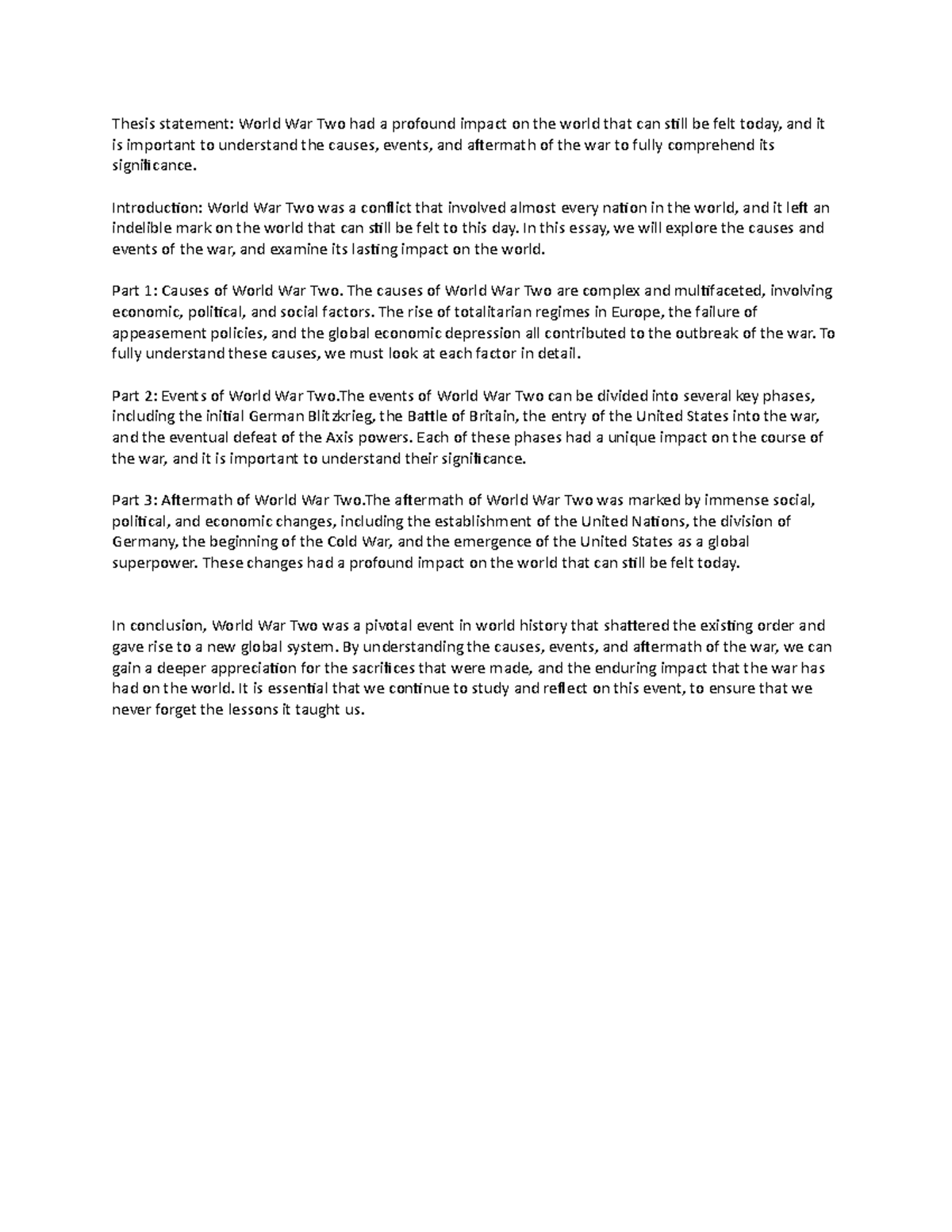 WWII Informational Essay: Causes, Events, and Aftermath Analysis - Studocu