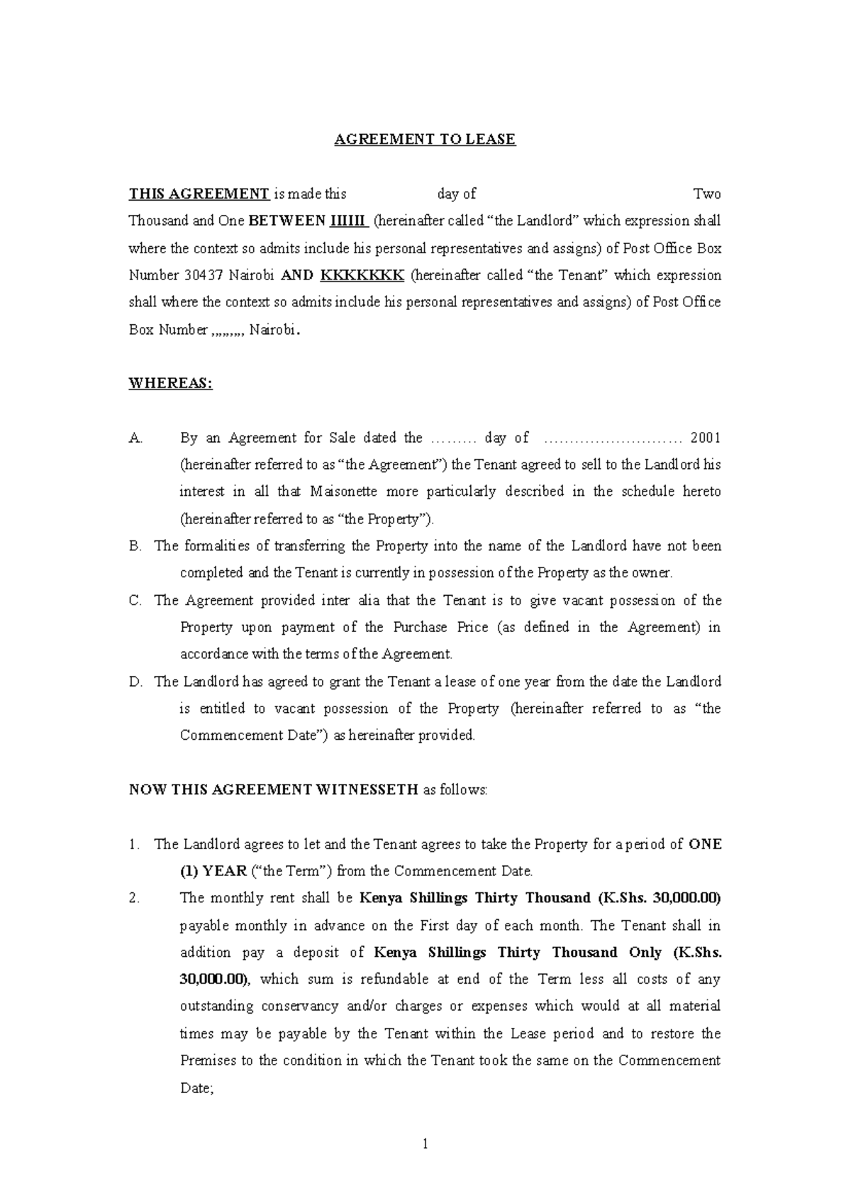 Agreement to Lease - LAND LAW 2 Document - Studocu