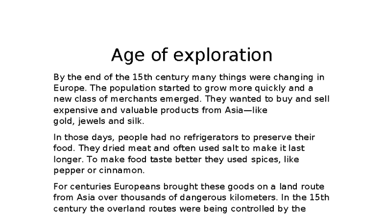 Age of Exploration: Key Events and Figures (HIST 101) - Studocu