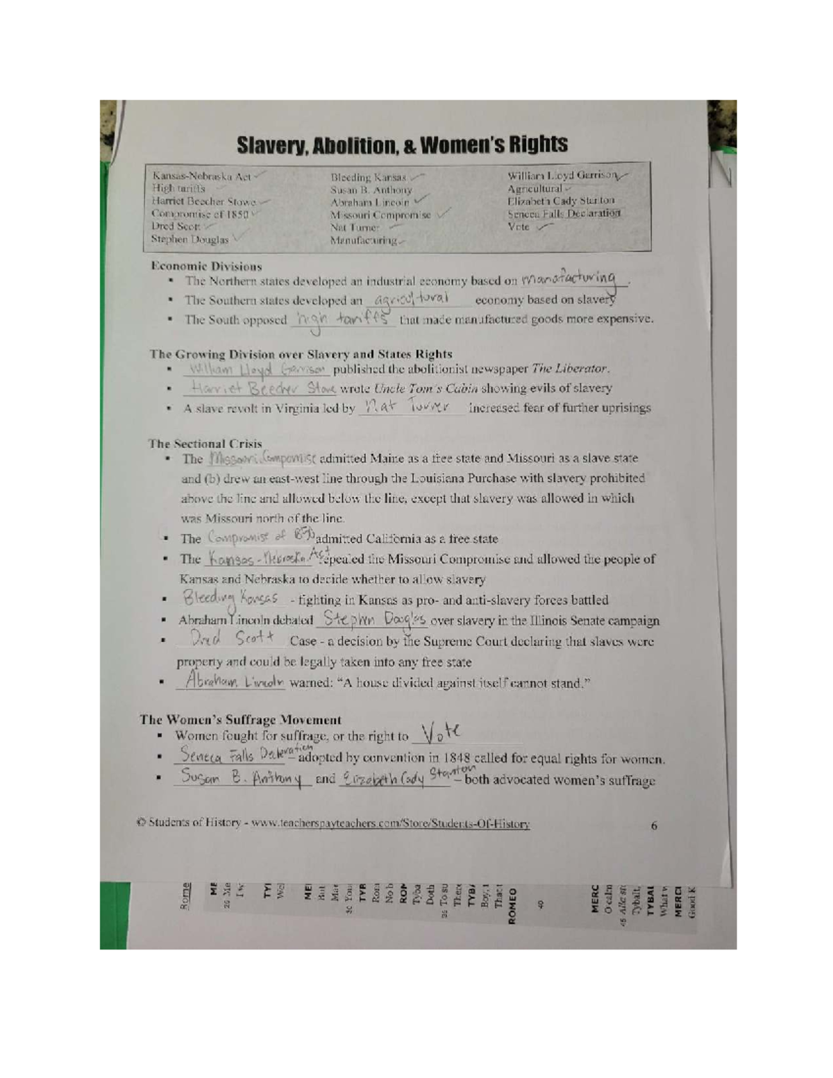 Final Exam Review Notes: Slavery, Abolition, and Rights Act - Studocu