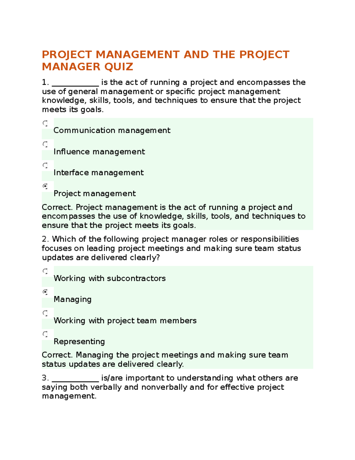 Module 4 Project Management & Project Manager Quiz Insights - Studocu