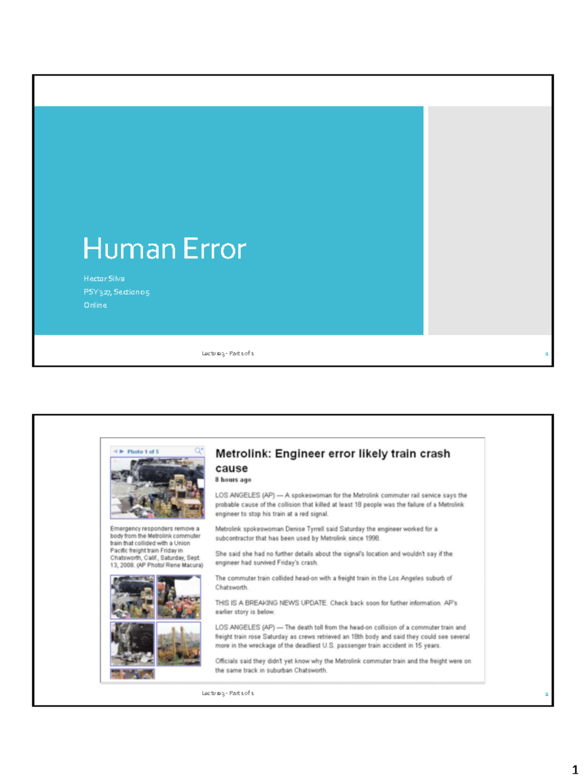Human Error Analysis in PSY 327: Lecture 3 Overview - Studocu
