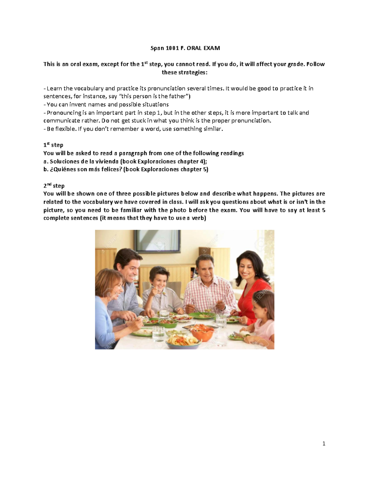 Span1001 Final Oral Exam Prep Strategies - Fall 2024 - Studocu