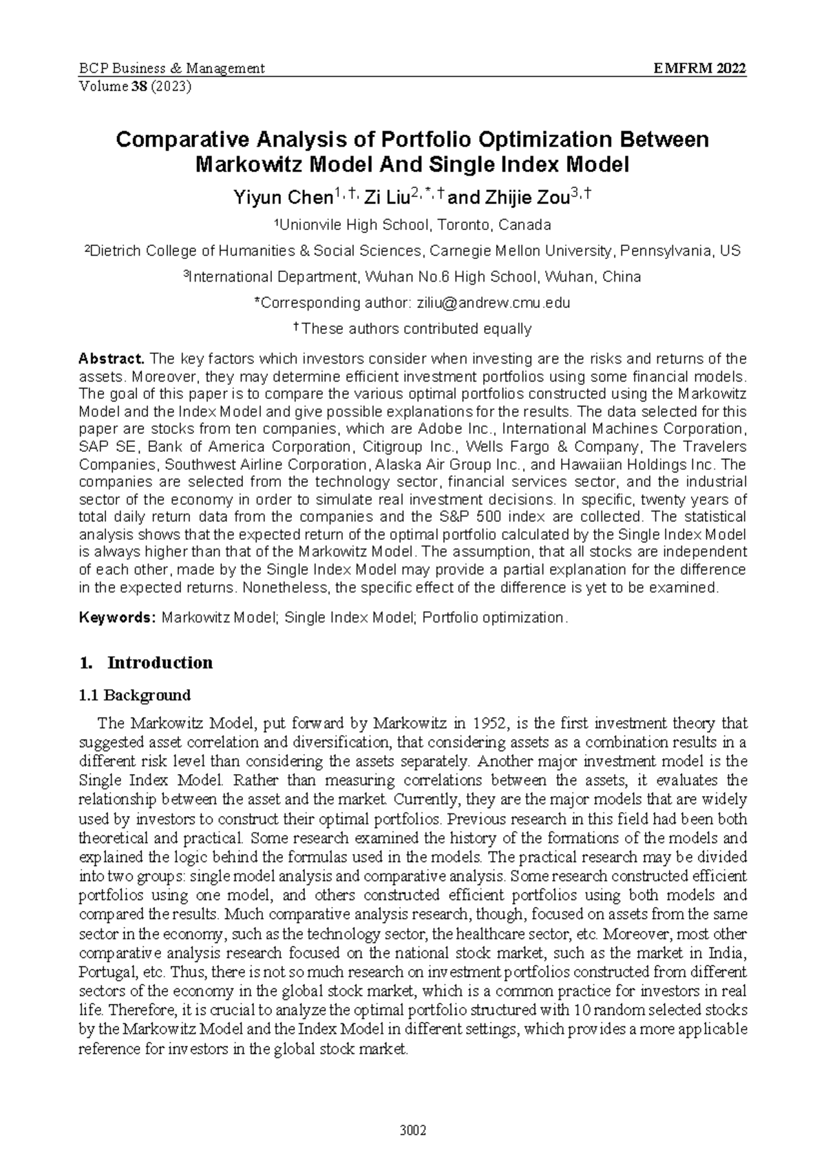 Comparative Analysis of Portfolio Optimization: Markowitz vs. Single ...