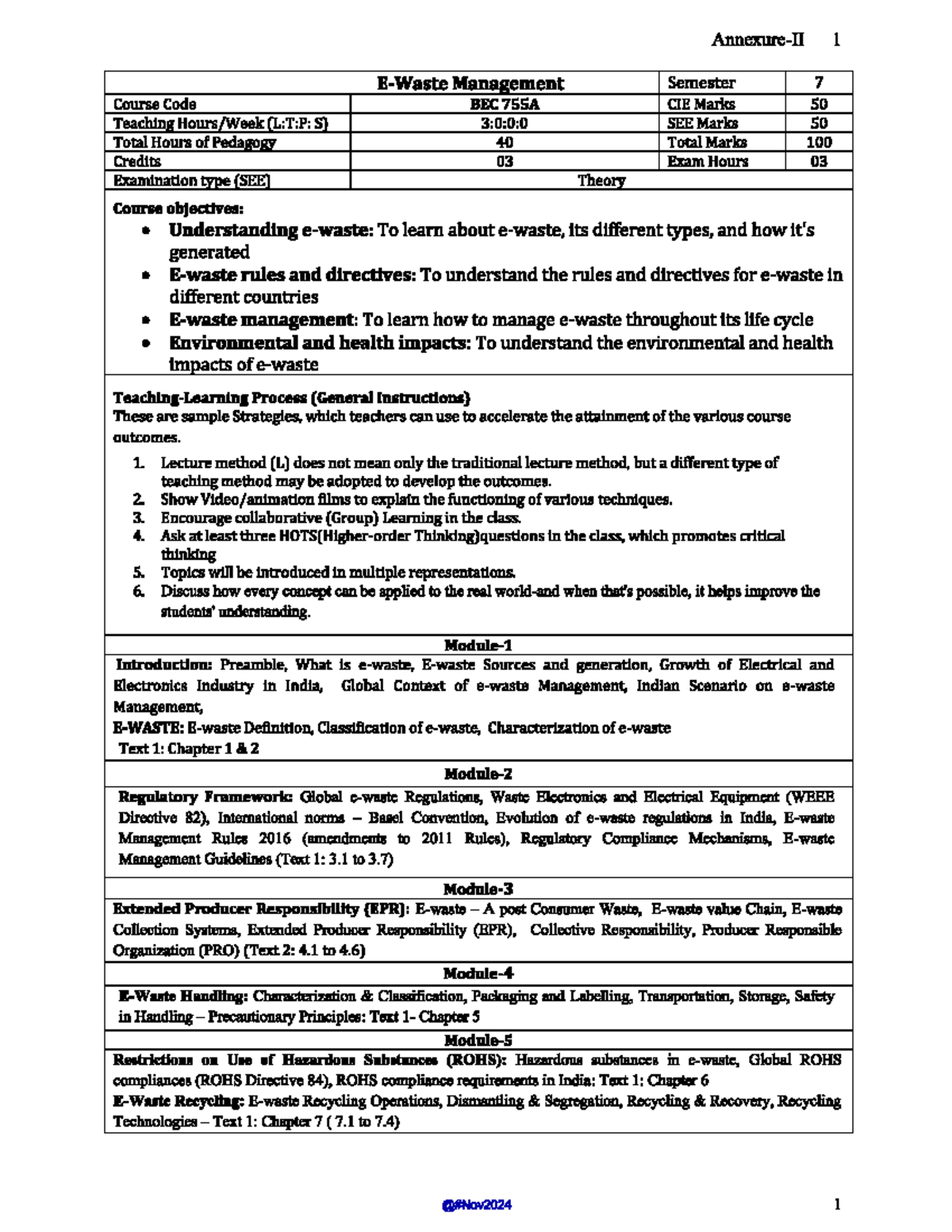 E-Waste Management Overview - BEC 755A Semester 7 Notes - Studocu