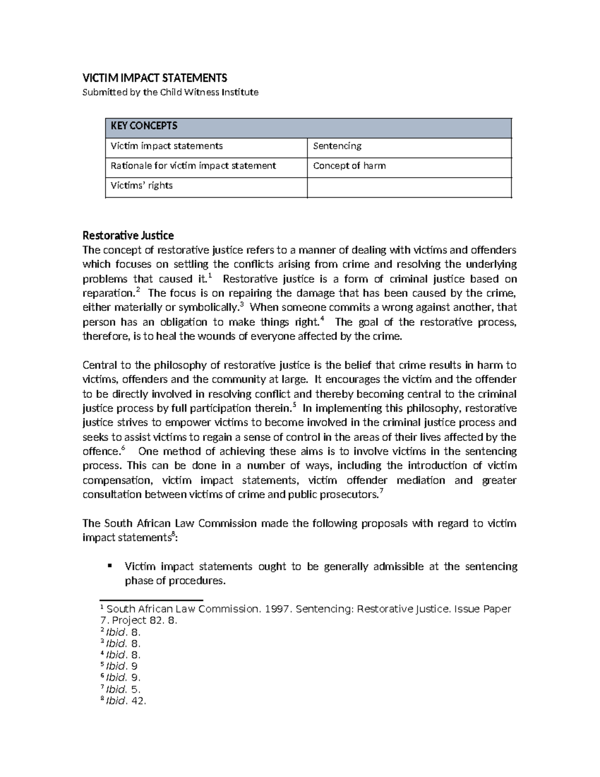Guidelines for Creating a Victim Impact Statement: Key Concepts and ...