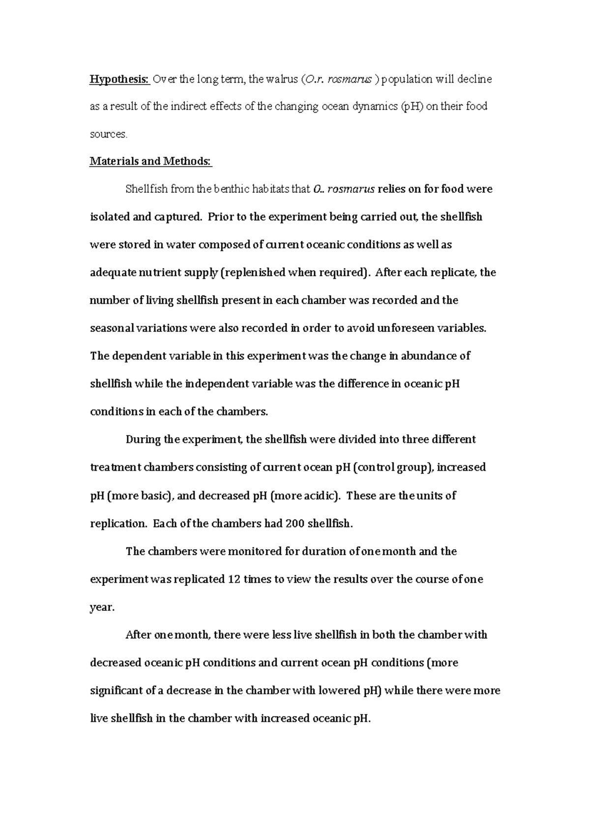 Future Projection Assignment: Impact of Ocean pH on Walrus Food Sources ...