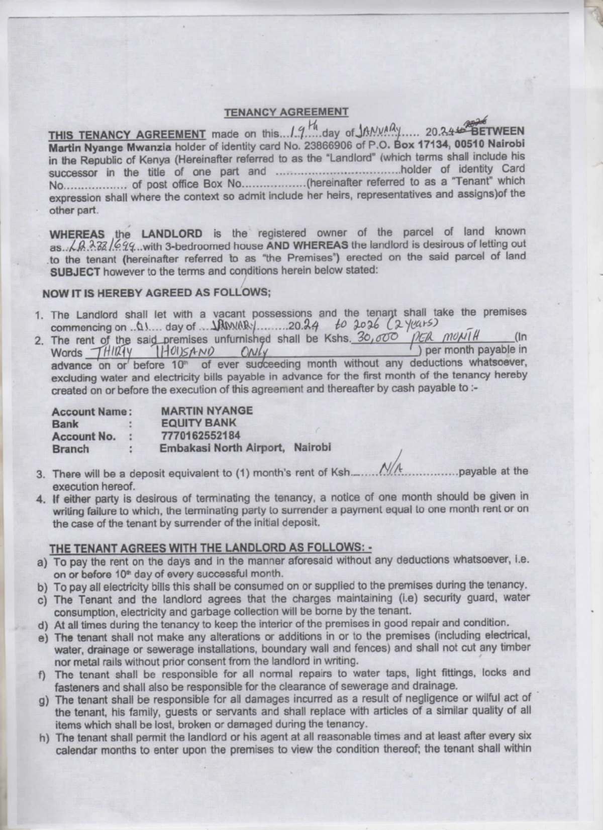 Tenancy agreement - a good document - TENANCY AGREEMENT THIS TENANCY ...