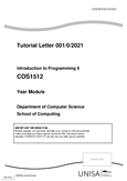 COS 1512 - Unisa - Introduction to programming II - Studocu