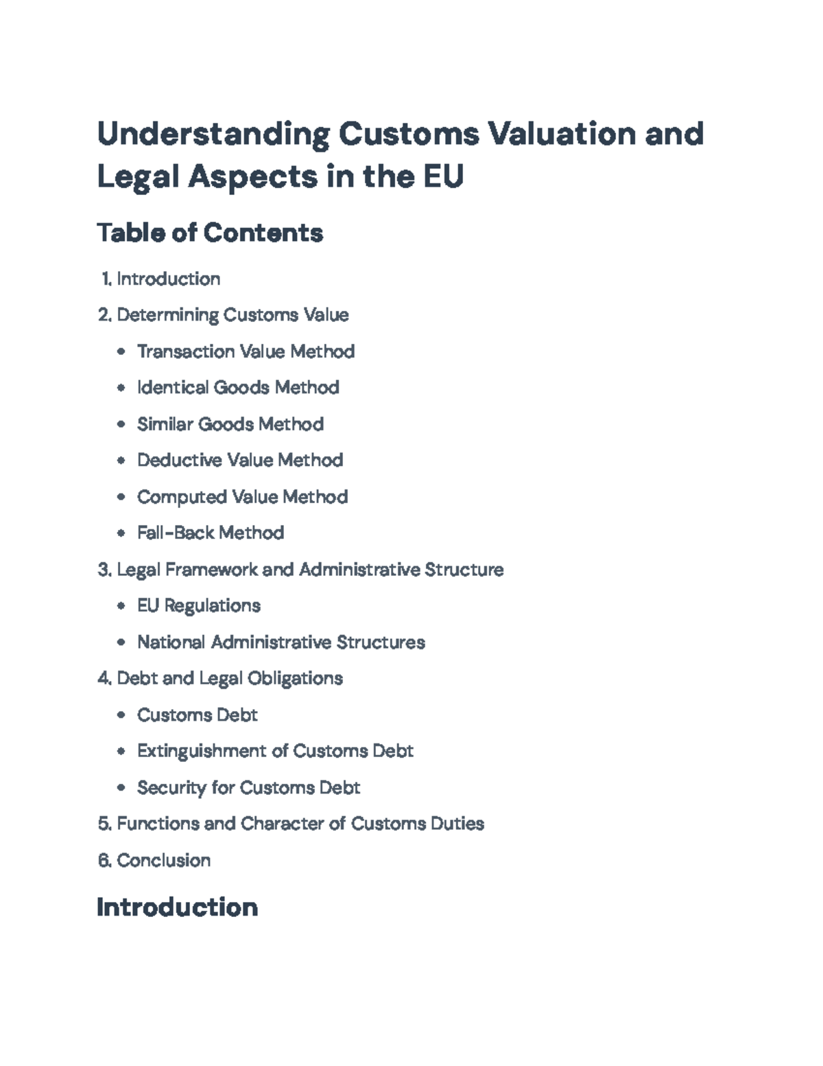 Understanding Customs Valuation and Legal Framework in the EU ...