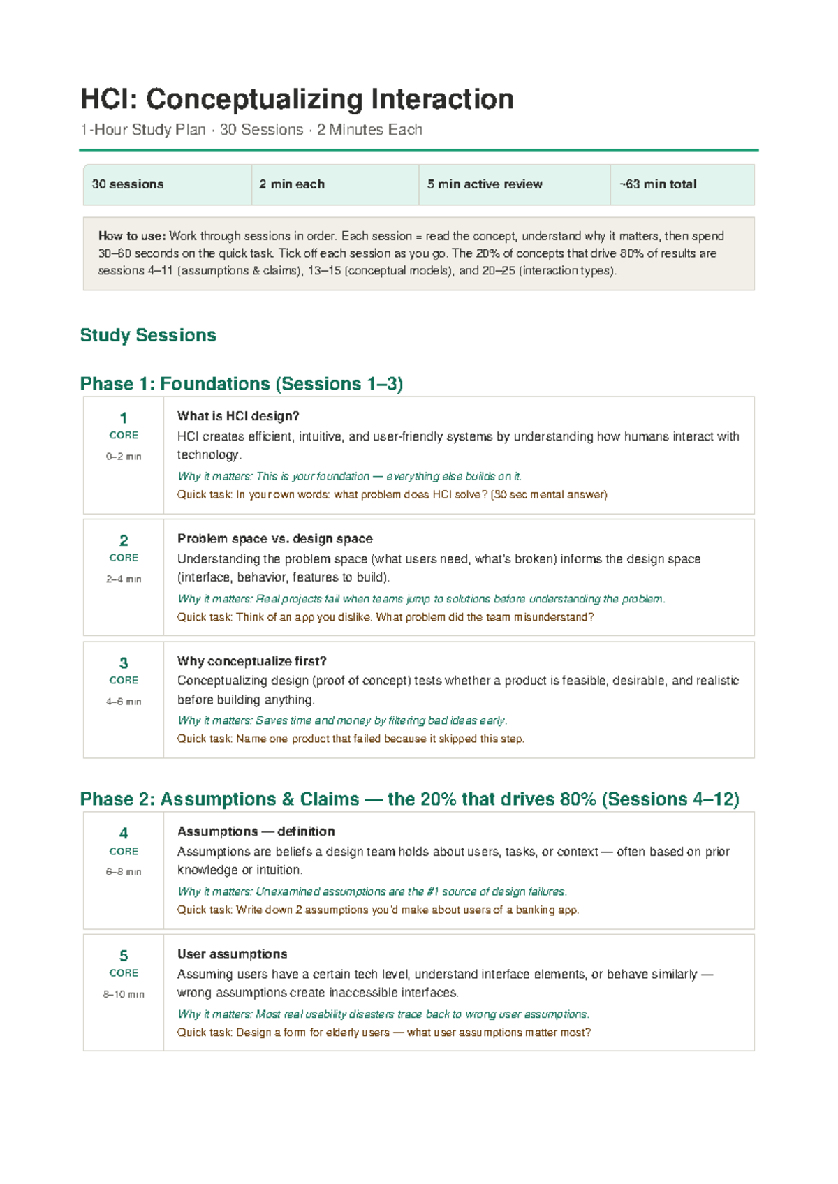 HCI 2: Conceptualizing Interaction Study Plan for Beginners - Studocu