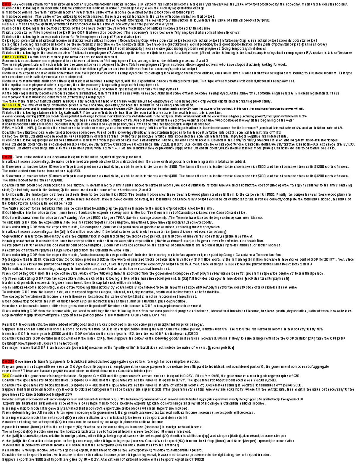EC140 Midterm Cheat Sheet 1 - CH19 - An equivalent term for "real ...