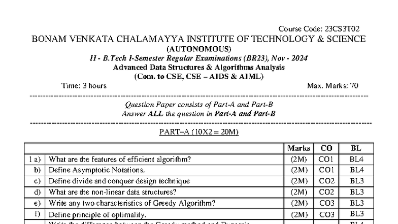 Adsaa- Model- Paper - ADS notes - Course Code: 23CS3T BONAM VENKATA ...