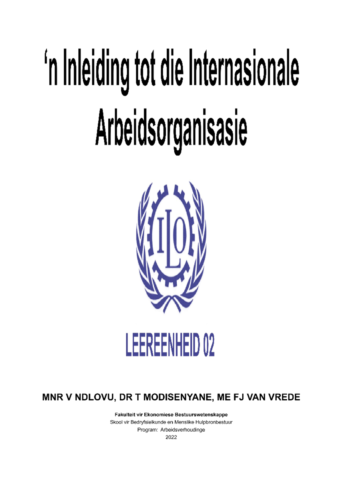 LARM 112: 'n Bondige Oorsig van die IAO se Geskiedenis en ...