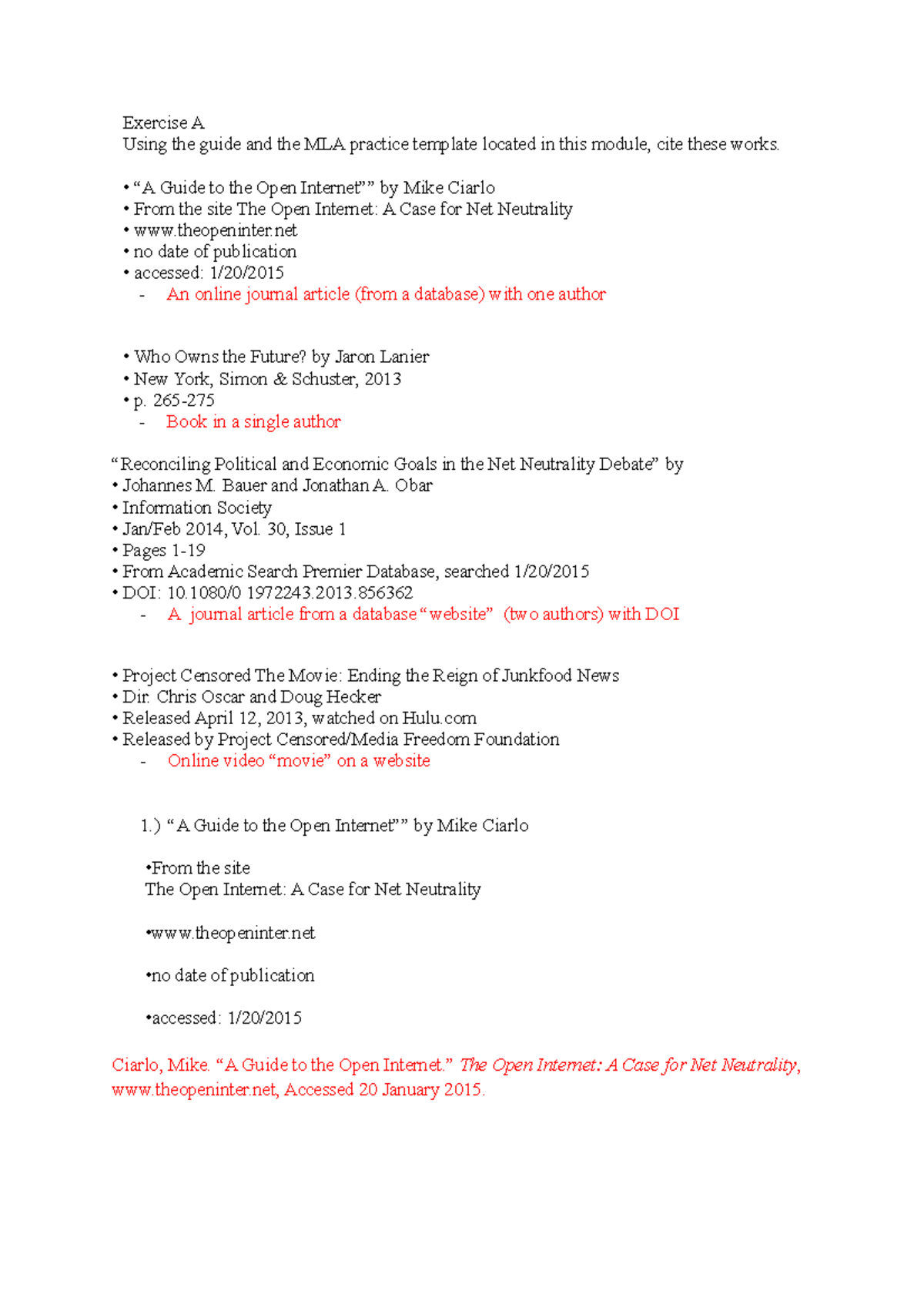 DLA M8 Format-2 - DLA M8 - Exercise A Using the guide and the MLA ...
