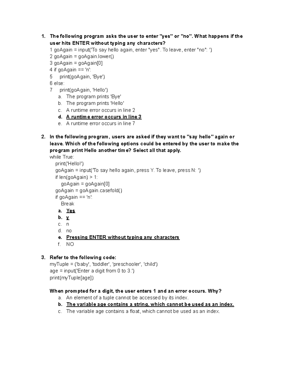 COP2513 Quiz 2 - User Input and Error Handling in Python - Studocu