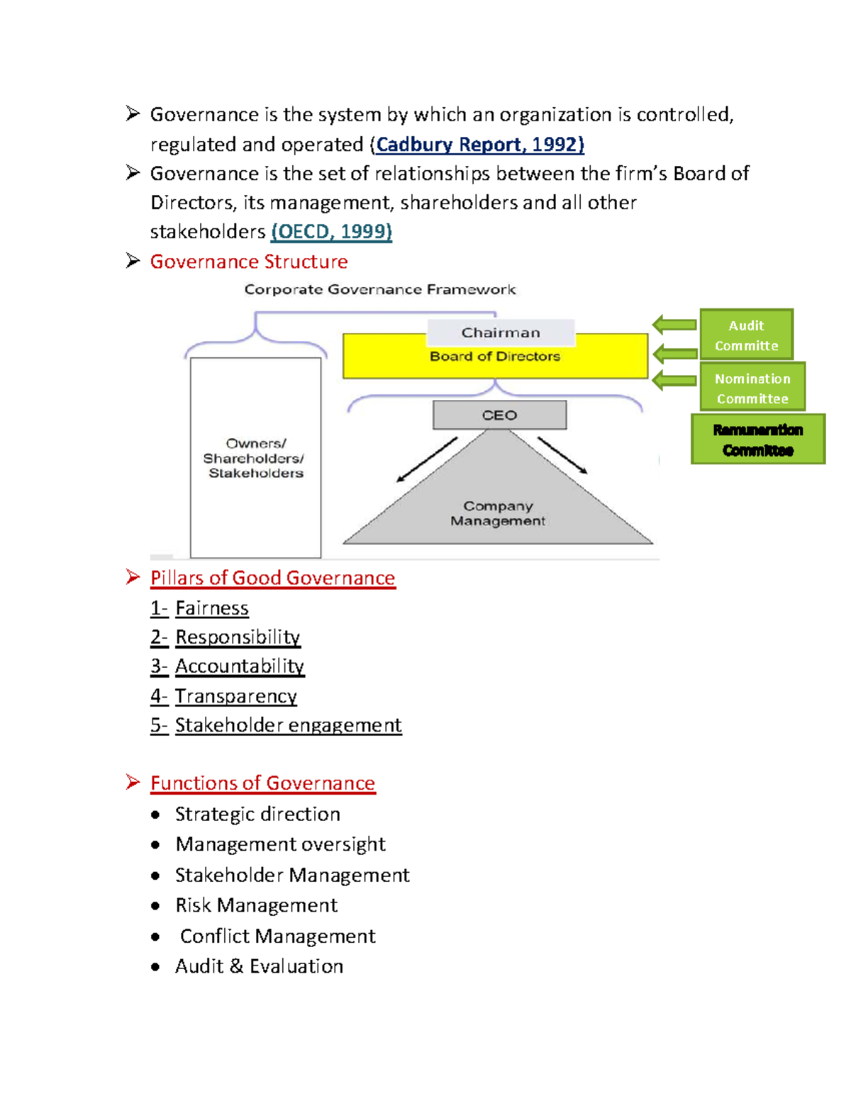 Corporate Governance - CG Material Overview and Key Theories - Studocu