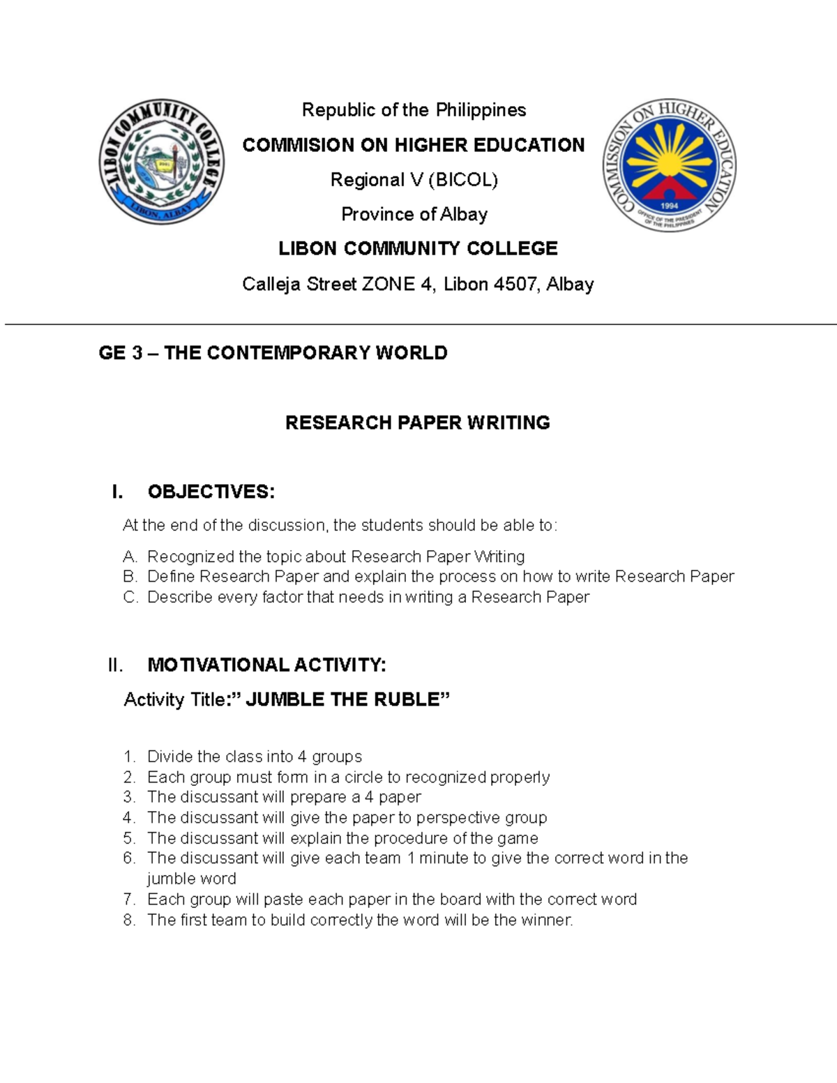 GE 3 Research Paper Writing: A Comprehensive Guide - Studocu