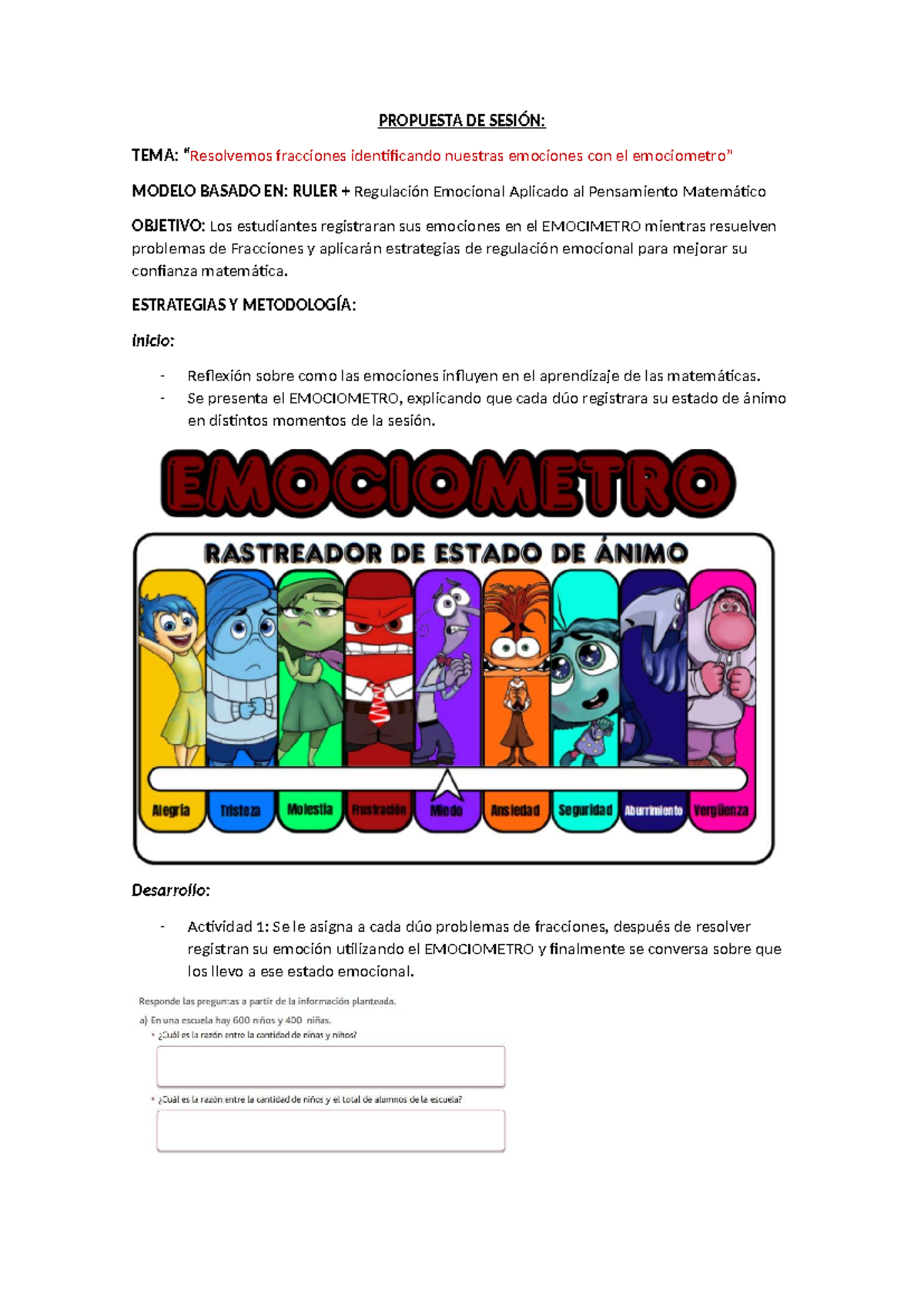 PROPUESTA DE SESIÓN: FRACCIONES Y EMOCIONES CON RULER - Studocu