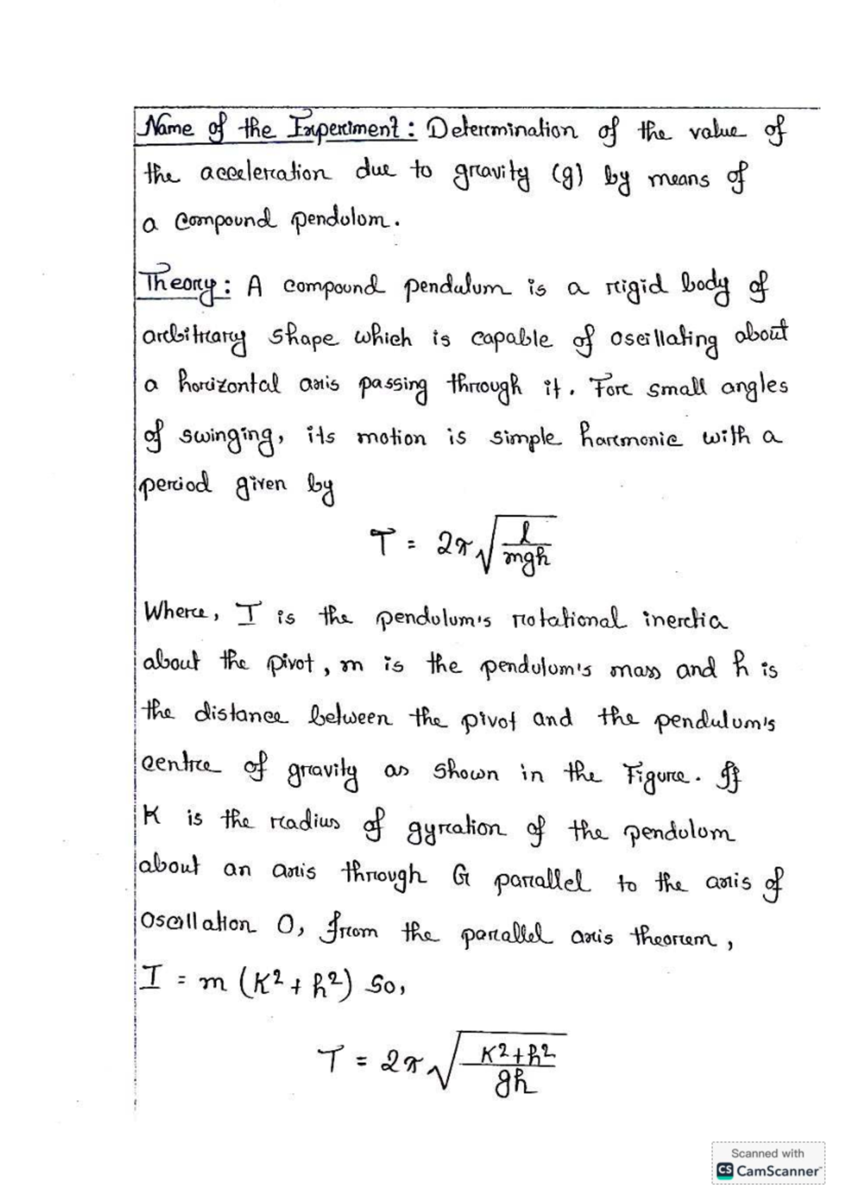 PHY Lab Report: Experiment 5 - Determining Acceleration due to Gravity (g) - Studocu