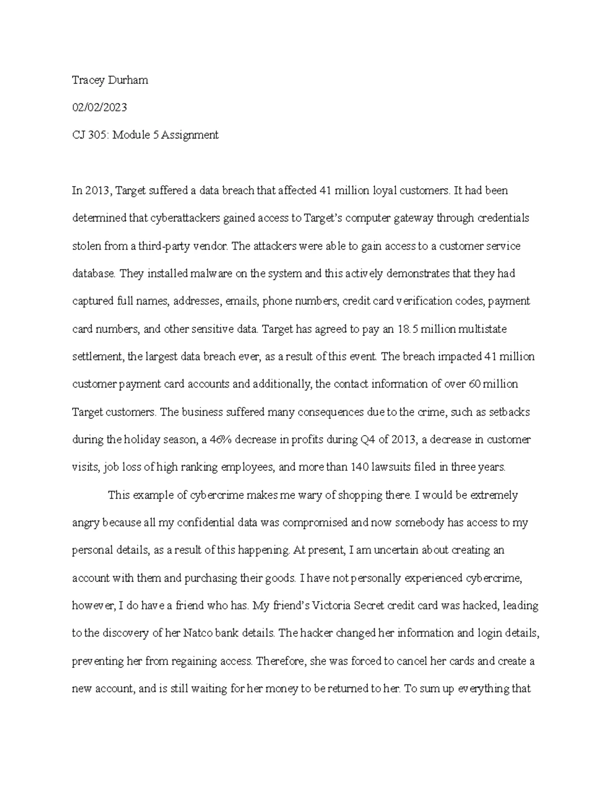 1-2 CJ-305 Mathew Riley - 1-2 Module One Practice Activity ...