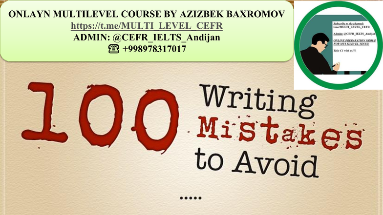 100 Writing Mistakes to Avoid: Spelling, Usage, and Grammar - Studocu