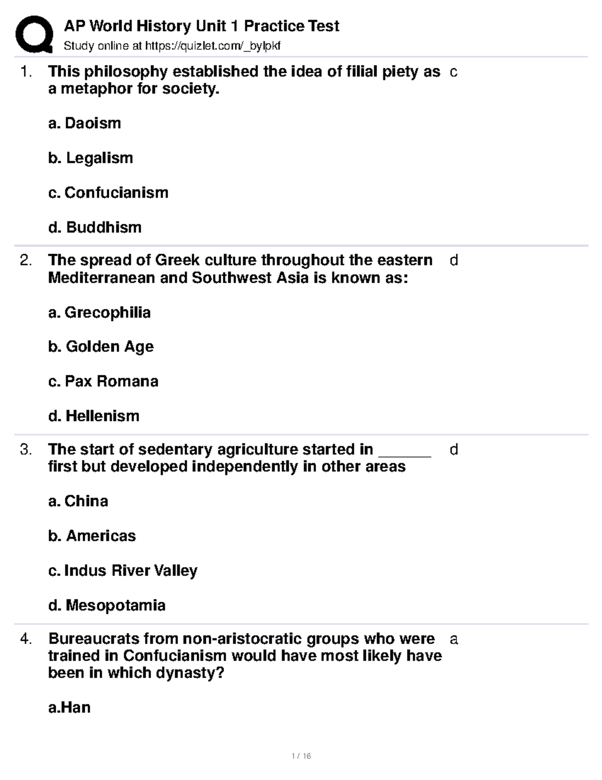 AP World History Unit 1 Practice Test Review & Study Guide - Studocu