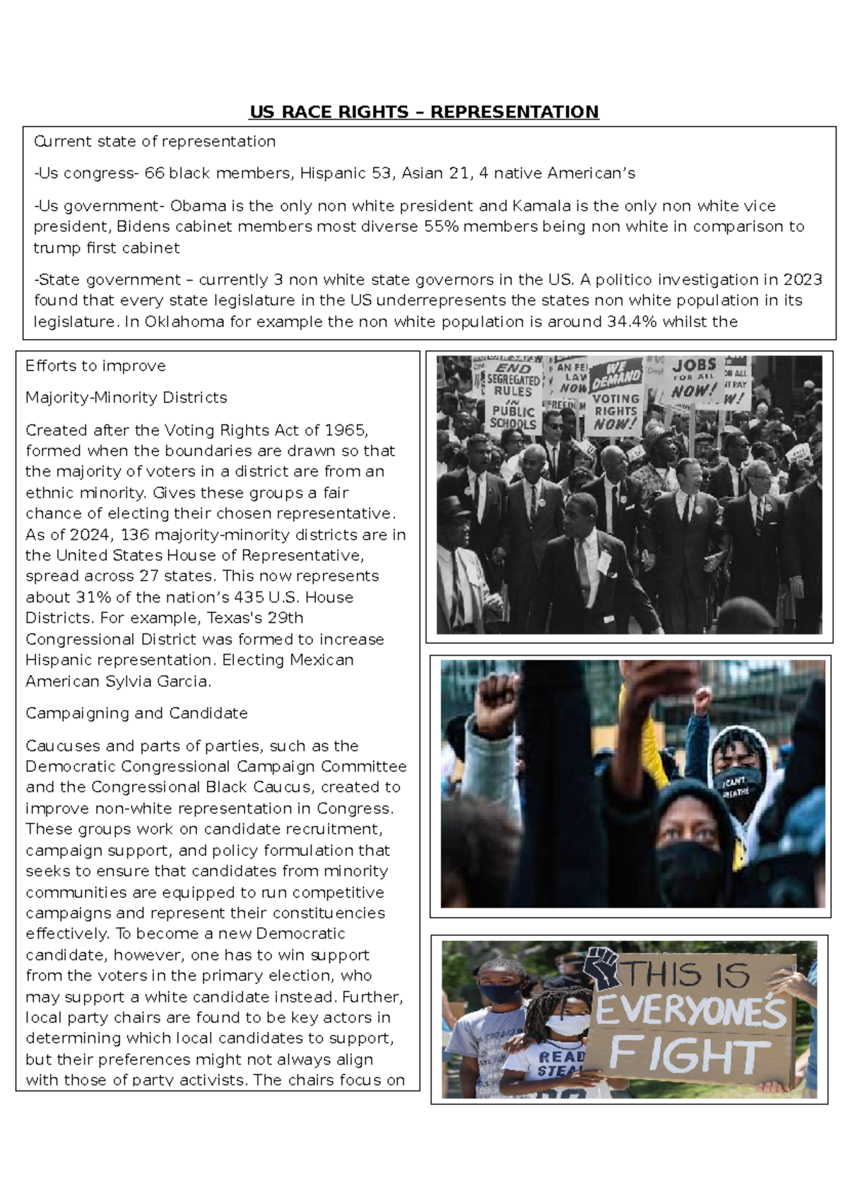 US RACE RIGHTS REPRESENTATION: Current State & Challenges in 2024 - Studocu