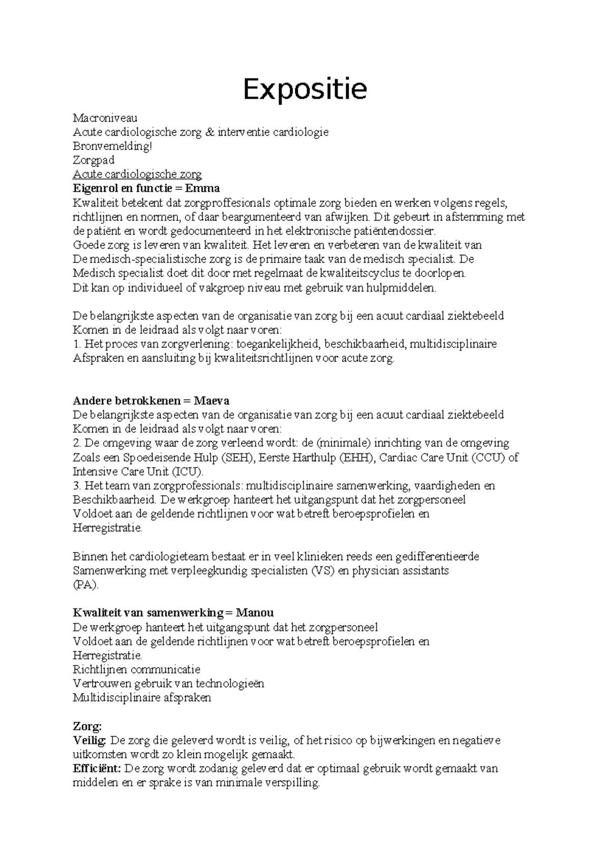 Expositie - Samenvatting Acute Cardiologische Zorg Interventies ...