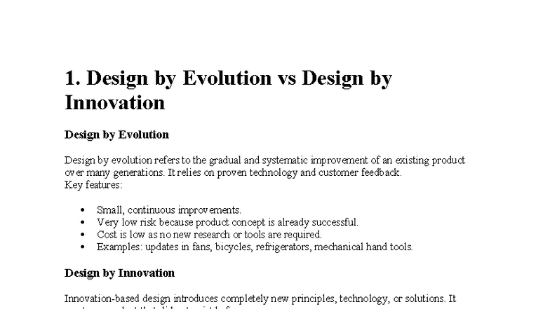 PDD1 - Design Evolution vs Innovation: Key Factors & Processes - Studocu