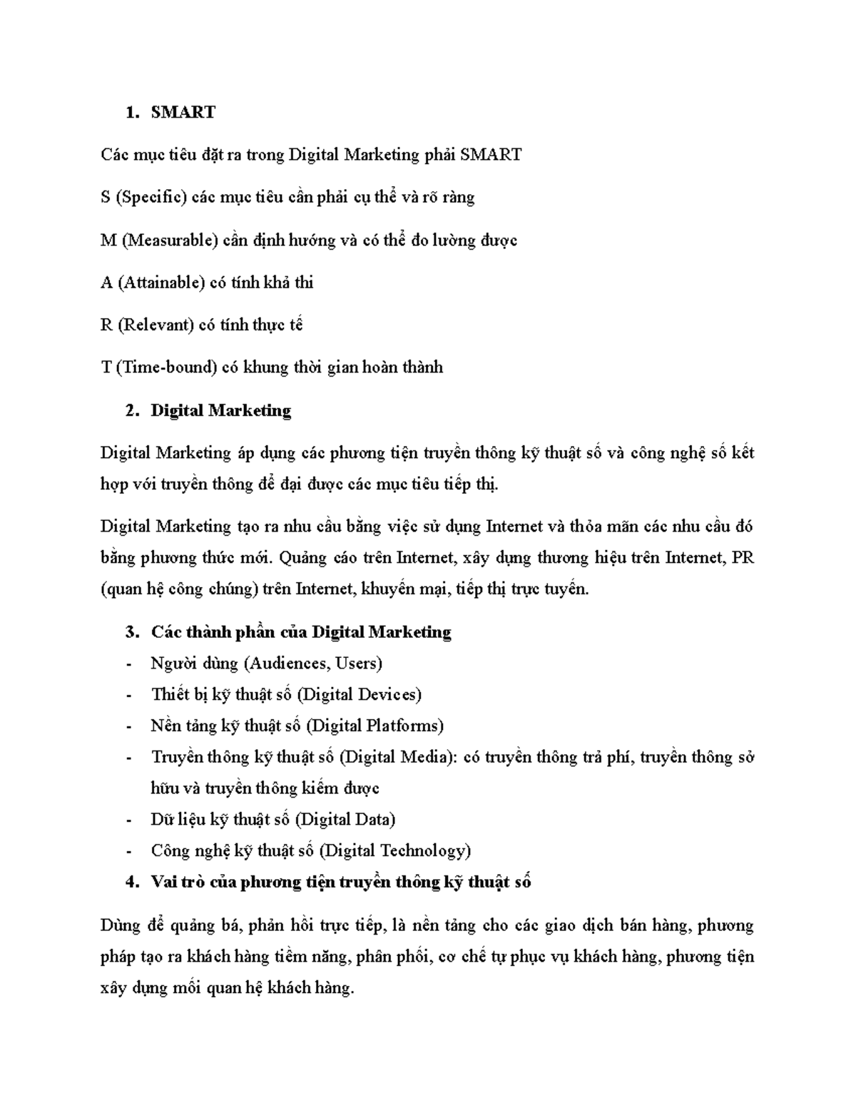 Ôn thi Digital Marketing: Các Mục Tiêu và Chiến Lược 5S - Studocu