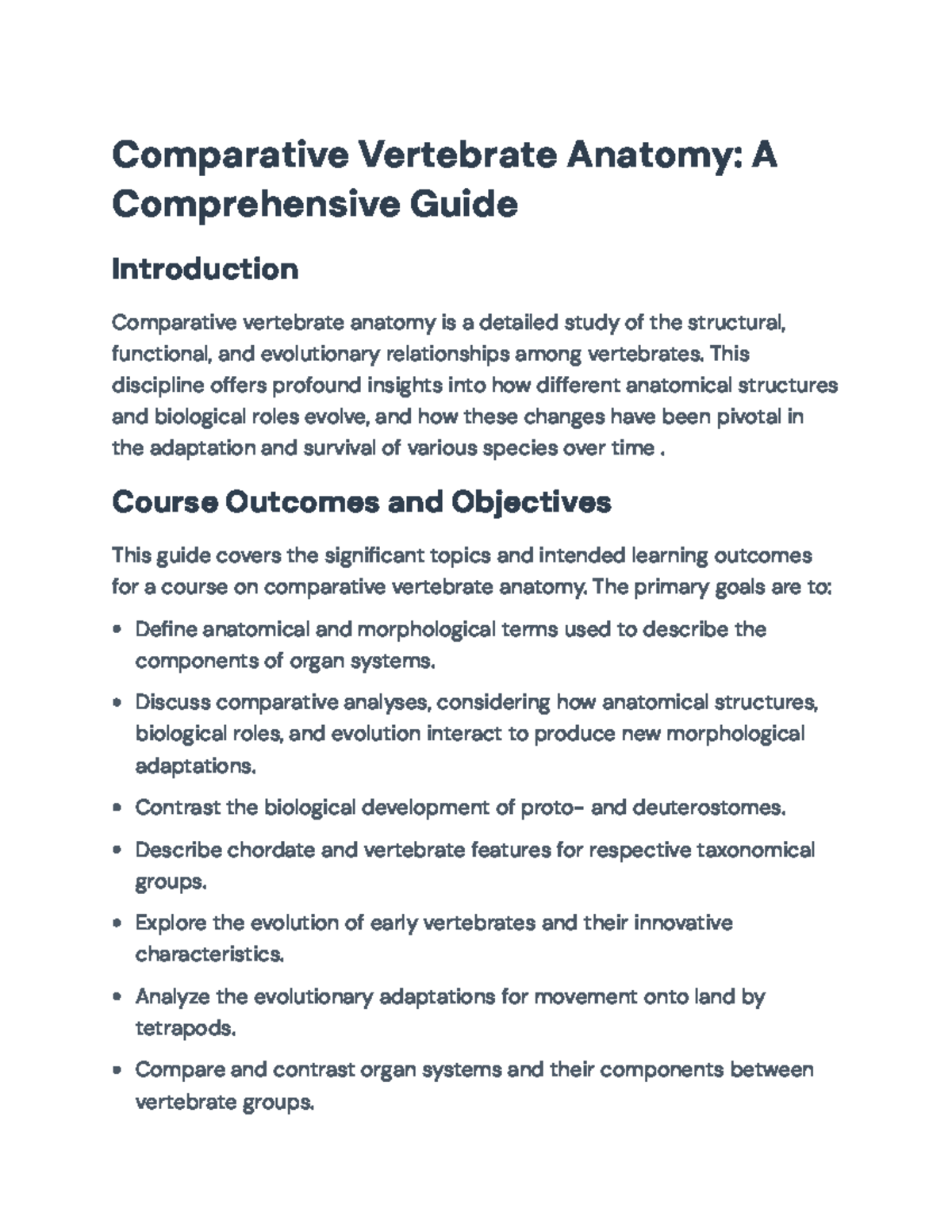 Comparative Vertebrate Anatomy: Course Guide and Study Strategies ...