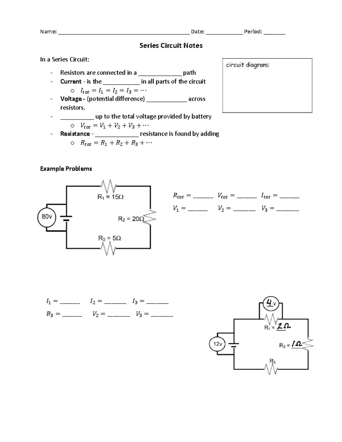 PHYS 101: Series Circuit Notes and Key Concepts - Studocu