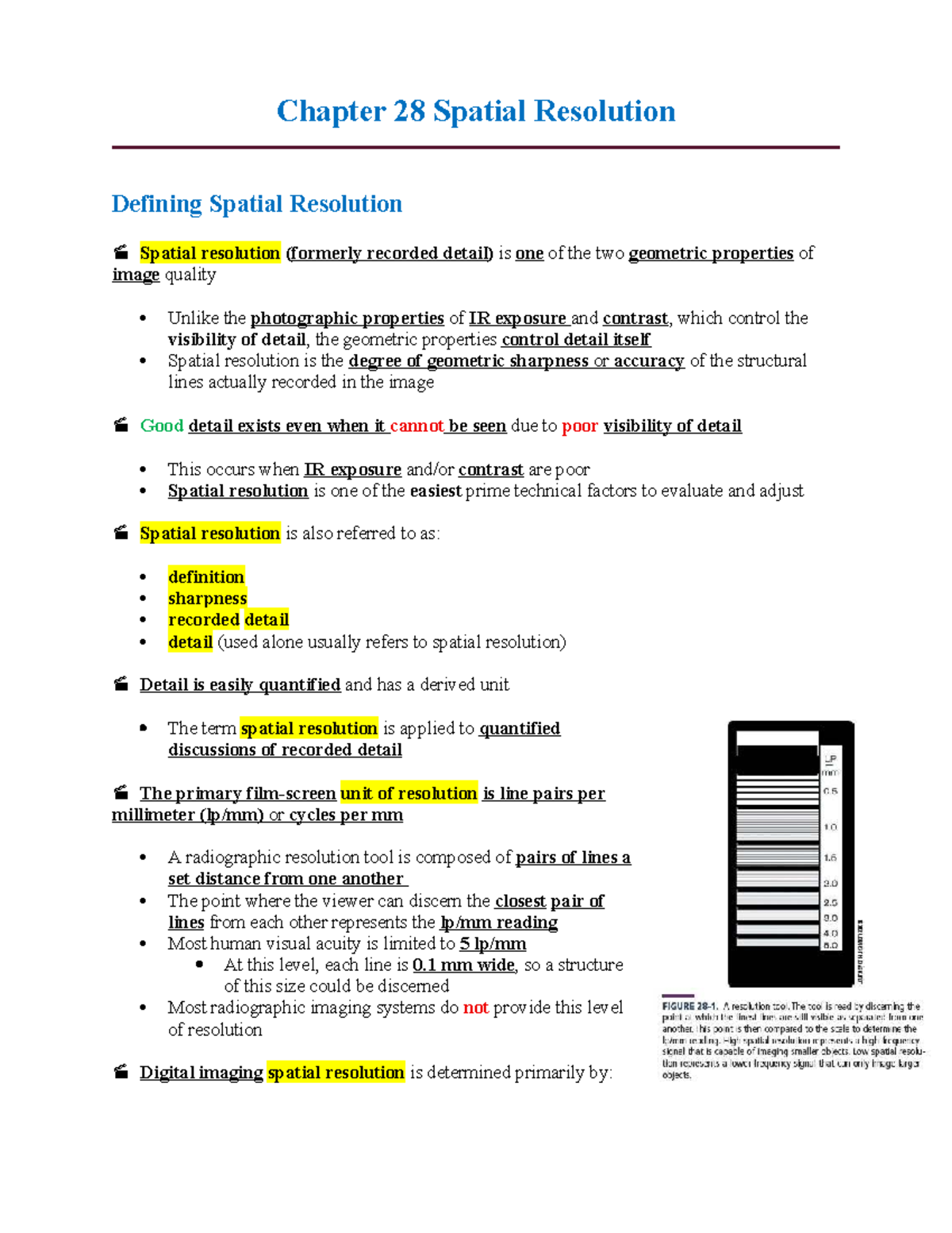 Notes on Chapter 28: Understanding Spatial Resolution in Radiography ...